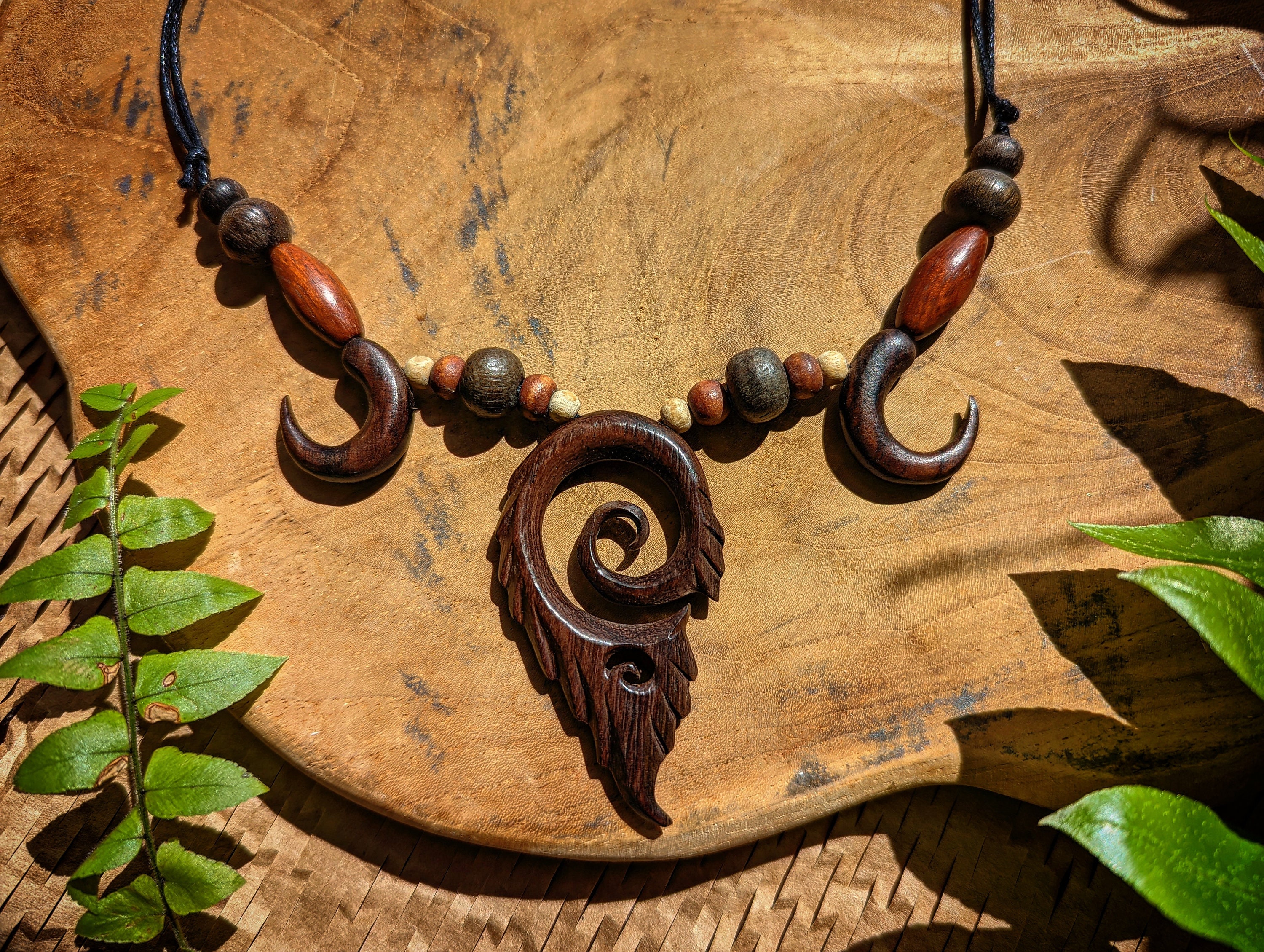 Hand Carved Wooden Necklace, Organic Necklace, Tribal Necklace - Etsy