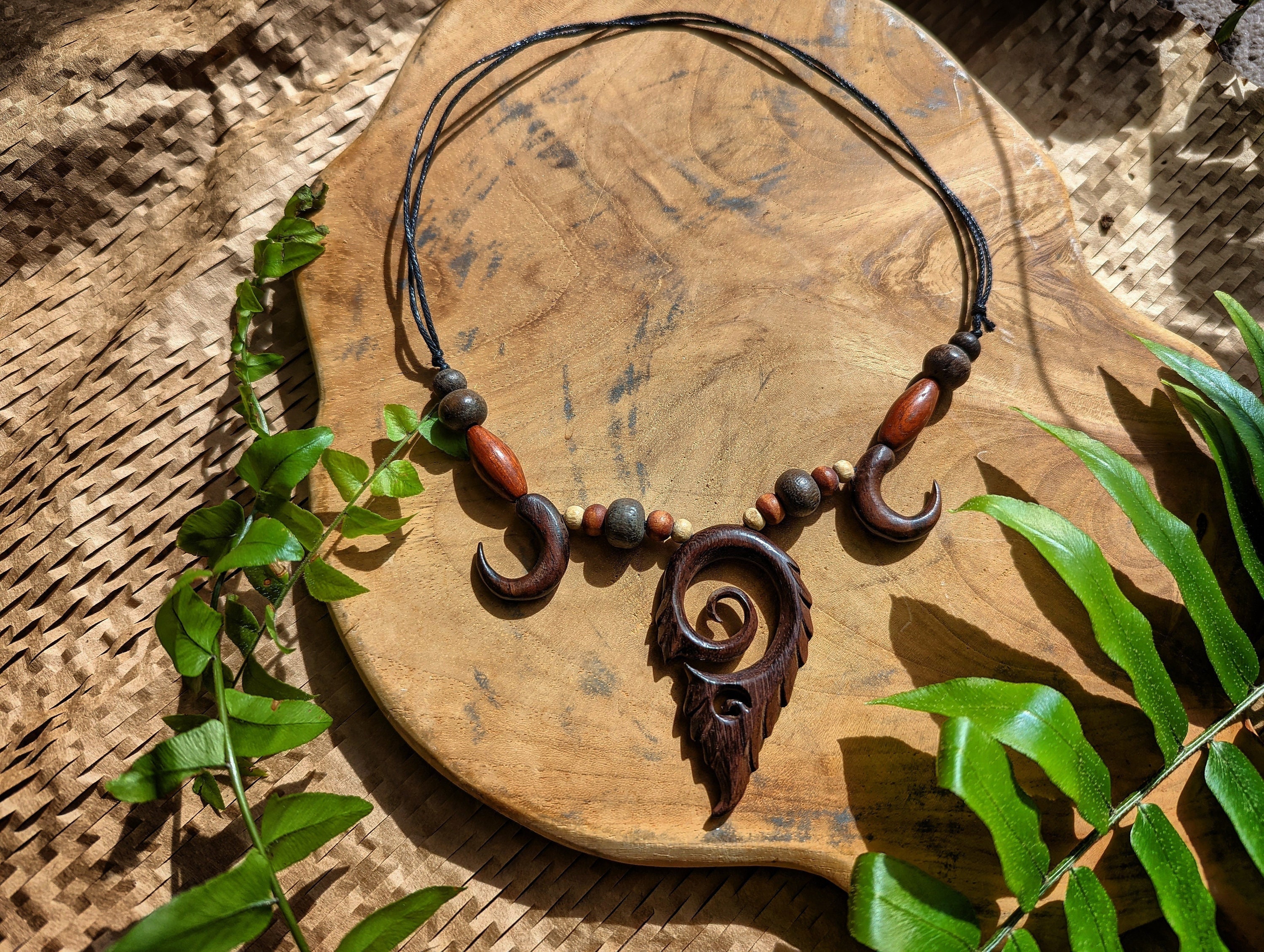 Hand Carved Wooden Necklace, Organic Necklace, Tribal Necklace - Etsy