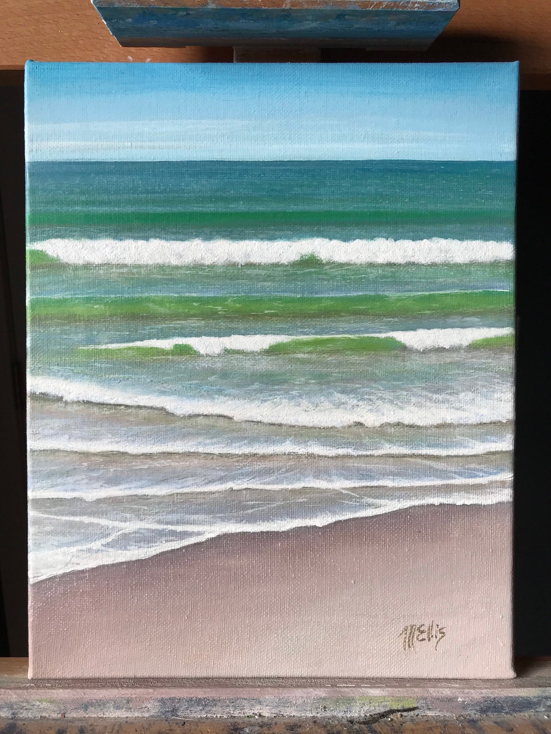 Beach Painting, Original Art, Along Outer Banks, OBX, Ocean, Surf, Sand ...