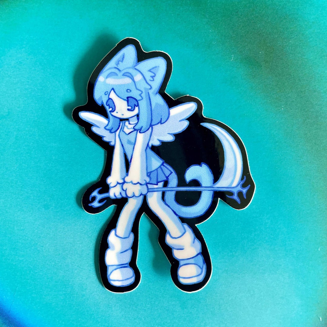 Angel of Death Sticker Blue Angel Wings Catgirl Cybercore Scythe - Etsy ...