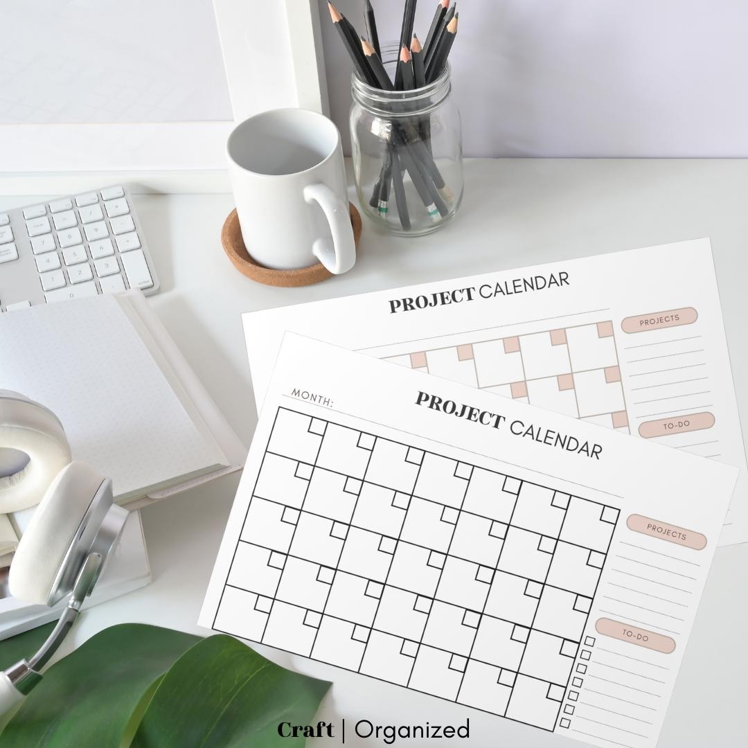 Project Calendar | PDF Template to Track Deadlines | Calendar and To-do ...
