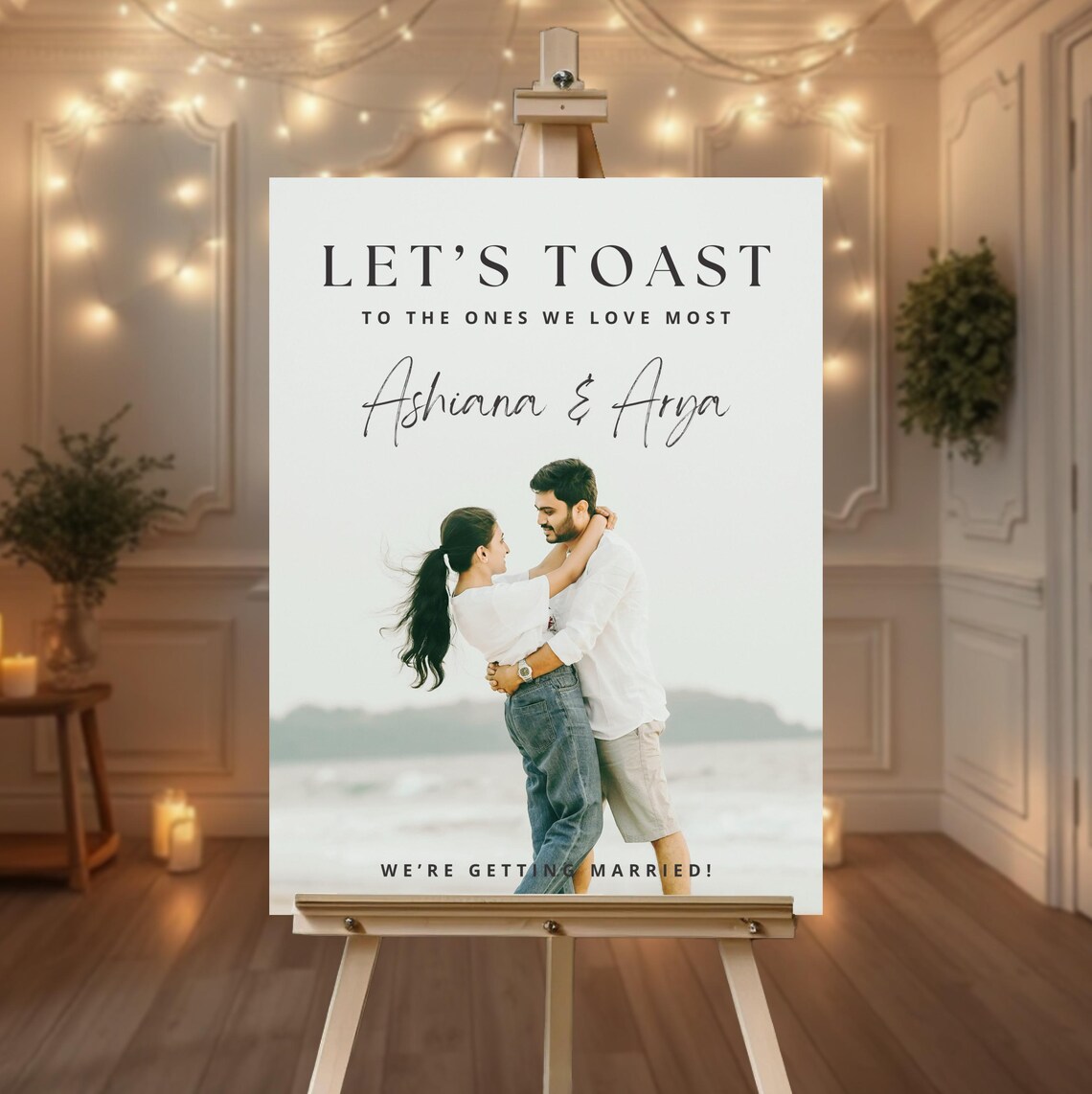 Engagement Party Welcome Sign Template, We Are Engaged Minimalist Photo ...