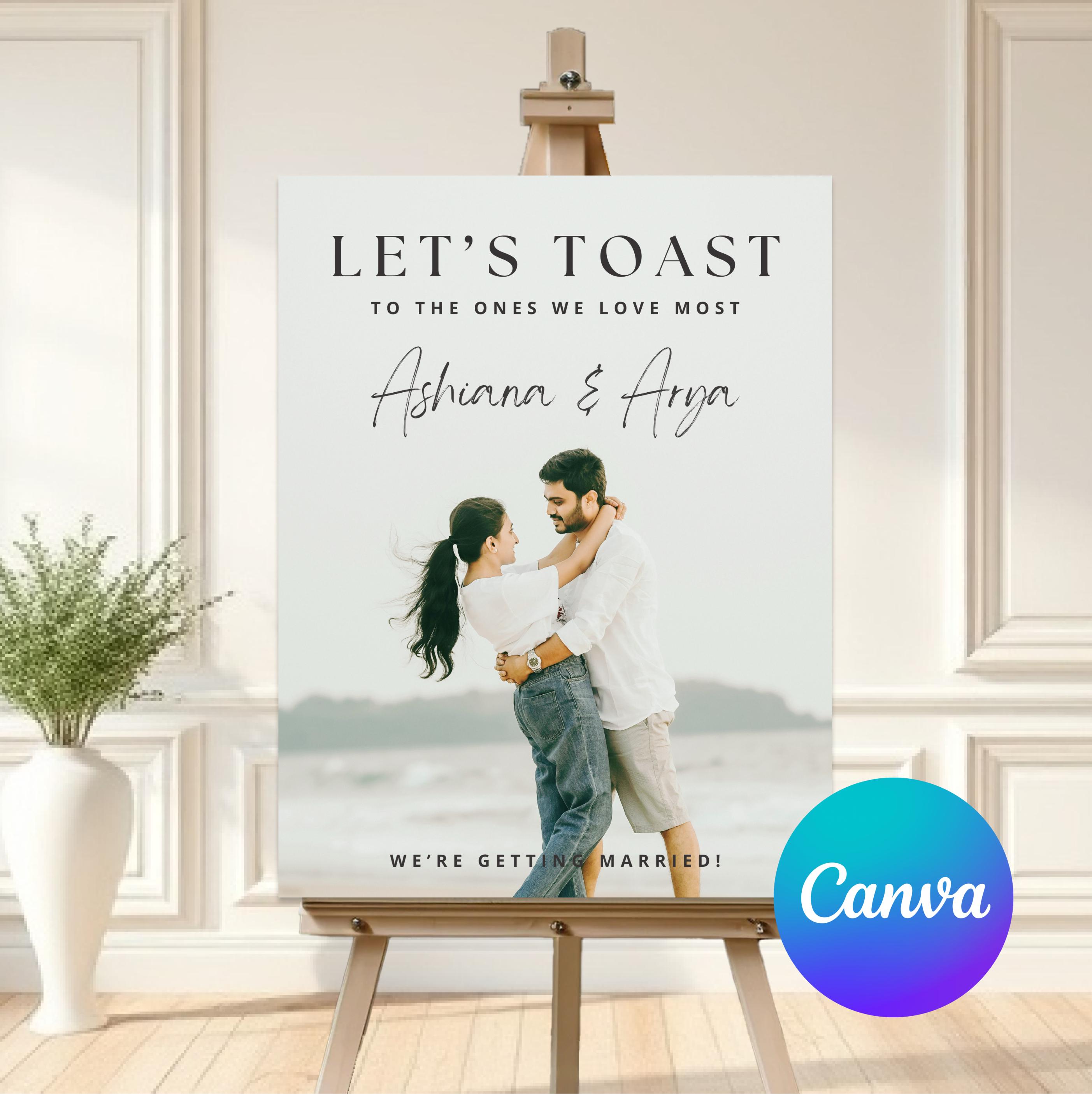 Engagement Party Welcome Sign Template, We Are Engaged Minimalist Photo ...