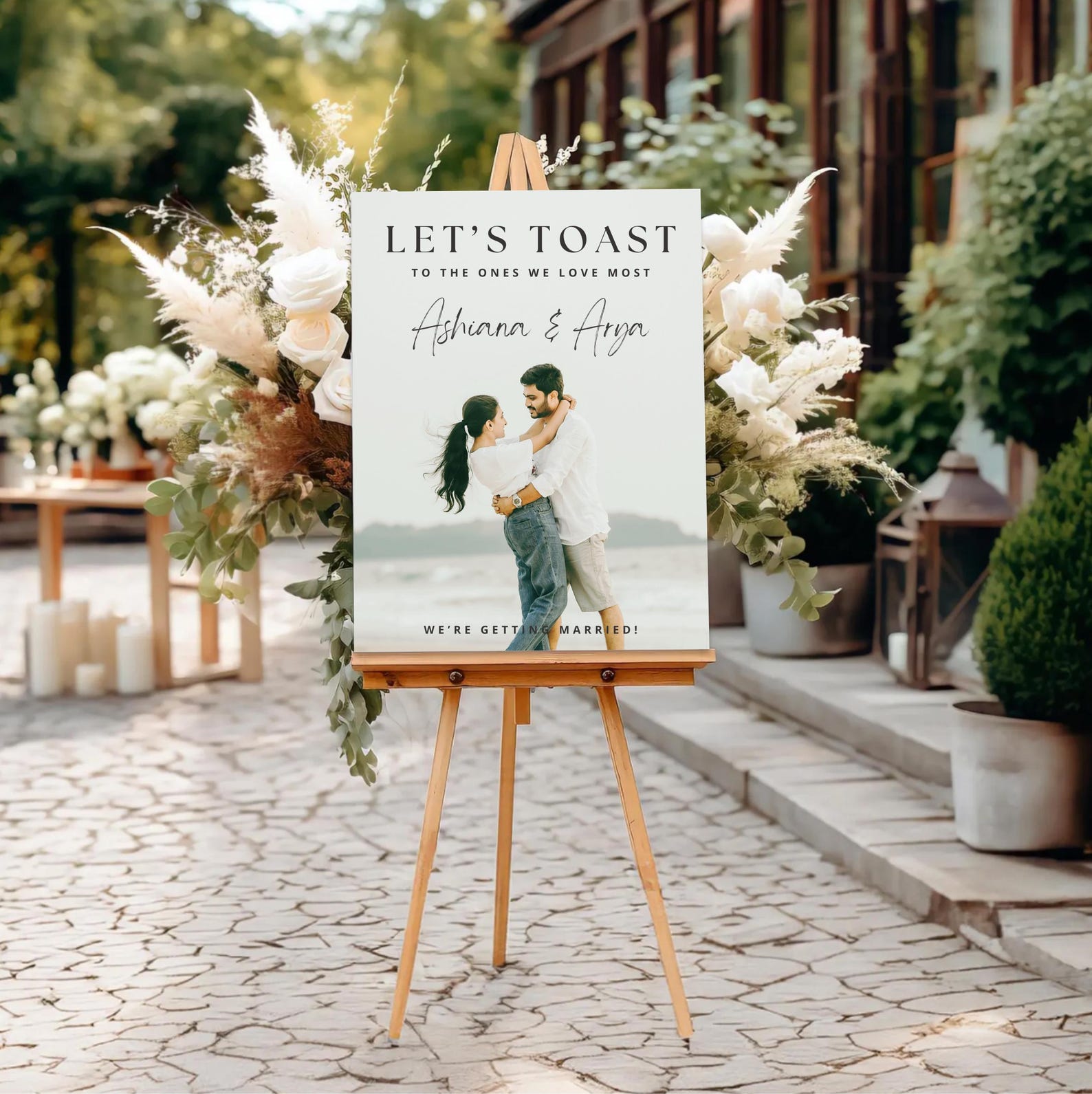 Engagement Party Welcome Sign Template, We Are Engaged Minimalist Photo ...