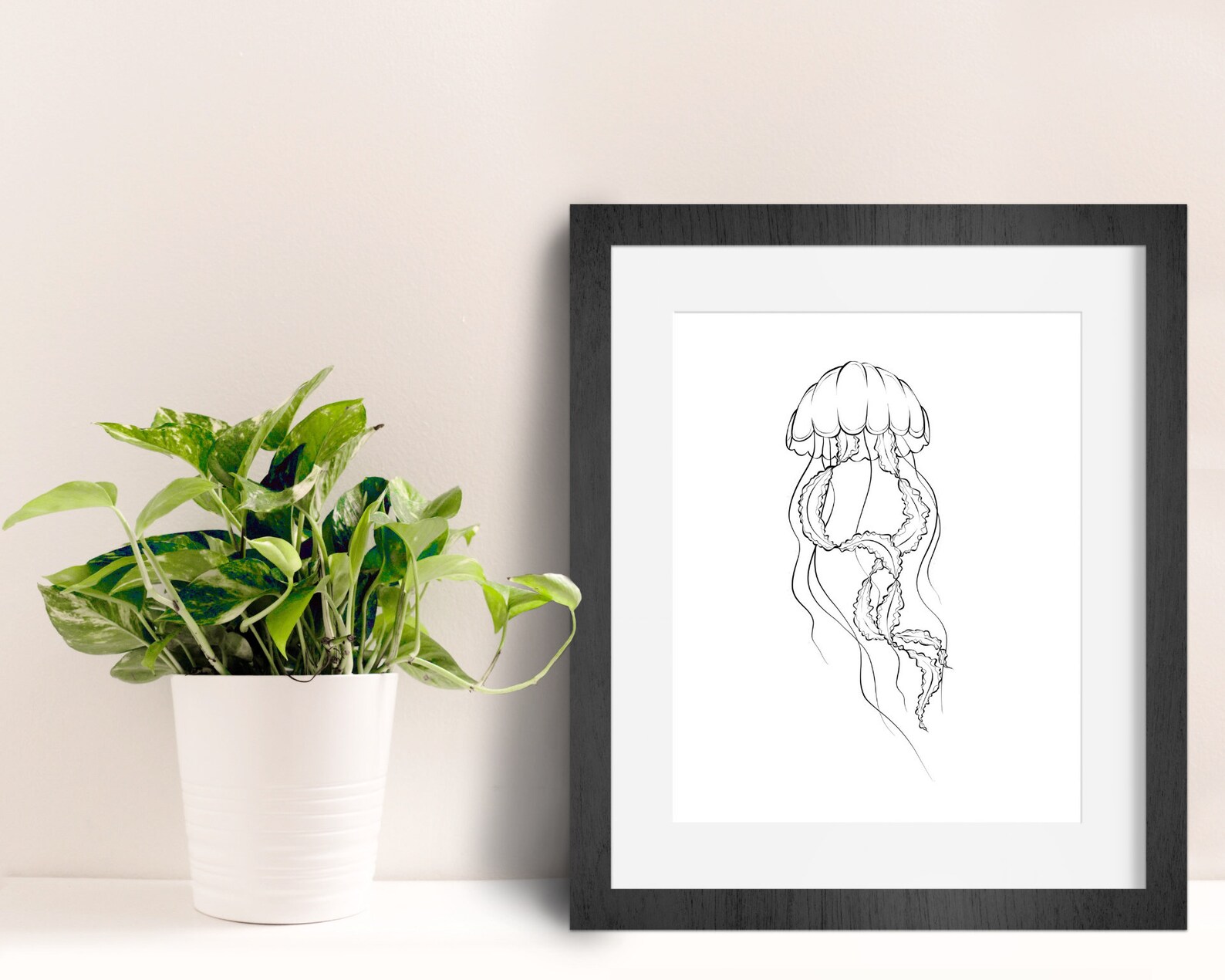 Jellyfish Wall Art | Line Art, Simple Line Art, Instant Download ...