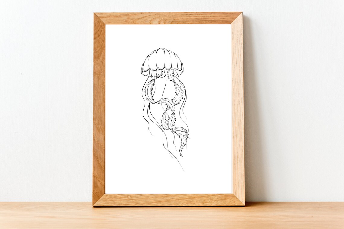 Jellyfish Wall Art | Line Art, Simple Line Art, Instant Download ...