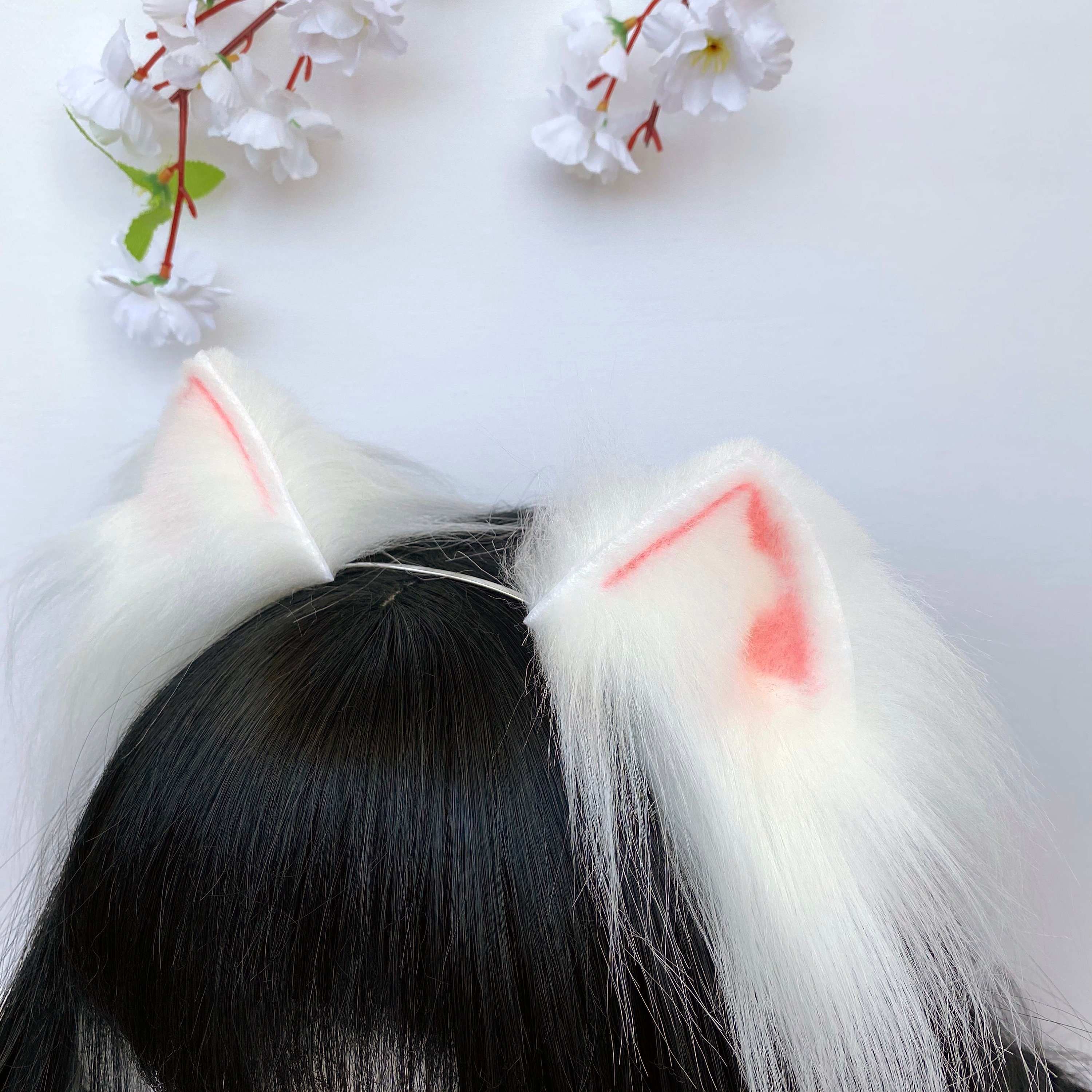 White kitten ears Realistic kitten ears White cat ears Faux | Etsy