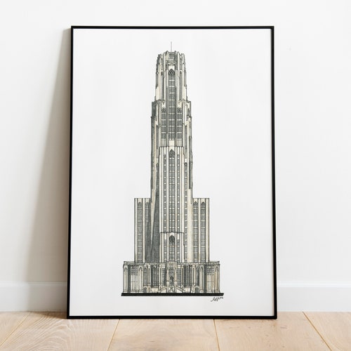 Pittsburgh Cathedral of Learning Skyline Poster Art Print - Etsy