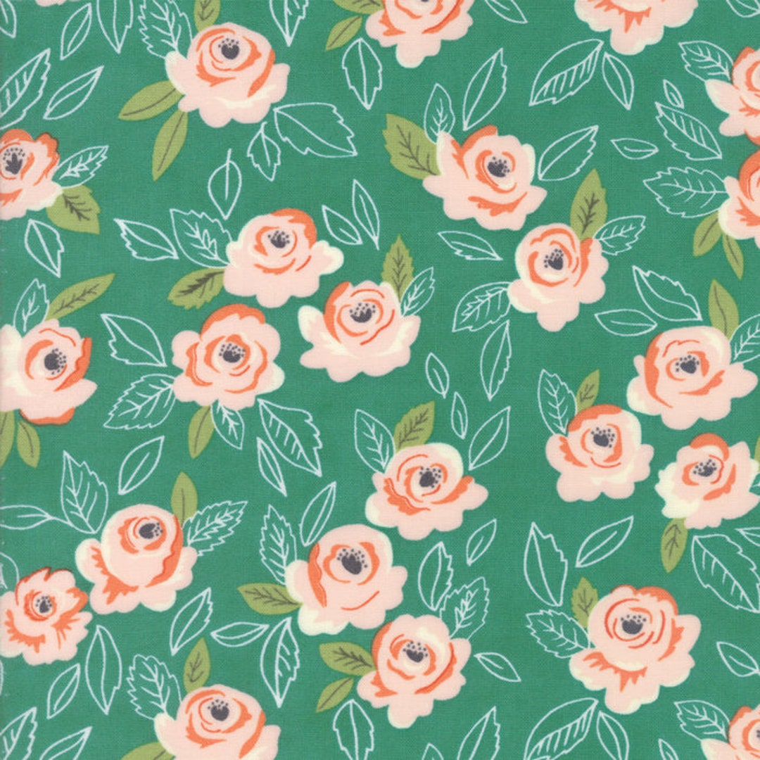 Moda Lella Boutique Sugar Pie Jade Green Floral 5040-14 5040 14 Half ...
