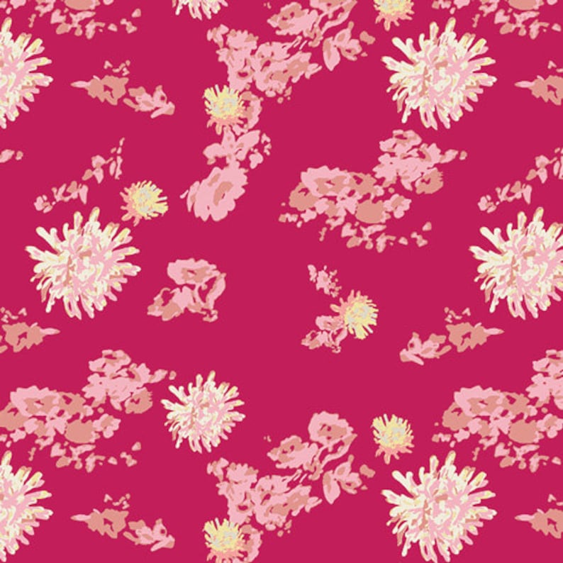 KNIT Fuschia Pink White Floral Cotton/spandex Knit Art Gallery K-80402 ...