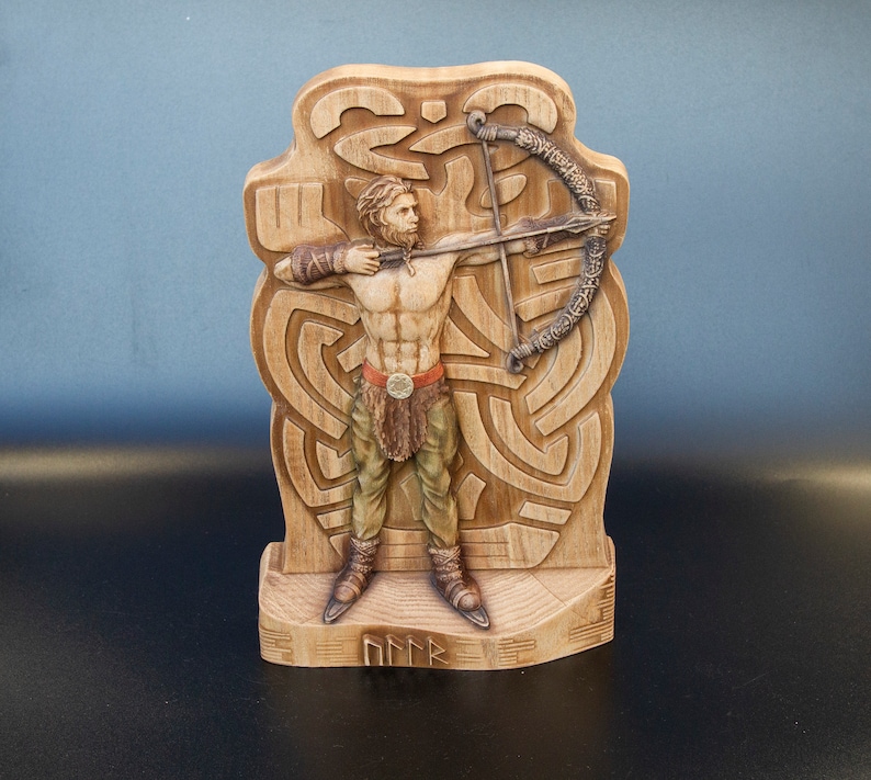 Ullr Ullr Statue Norse Pagan Asatru Wooden Statuette, Norse Mythology ...