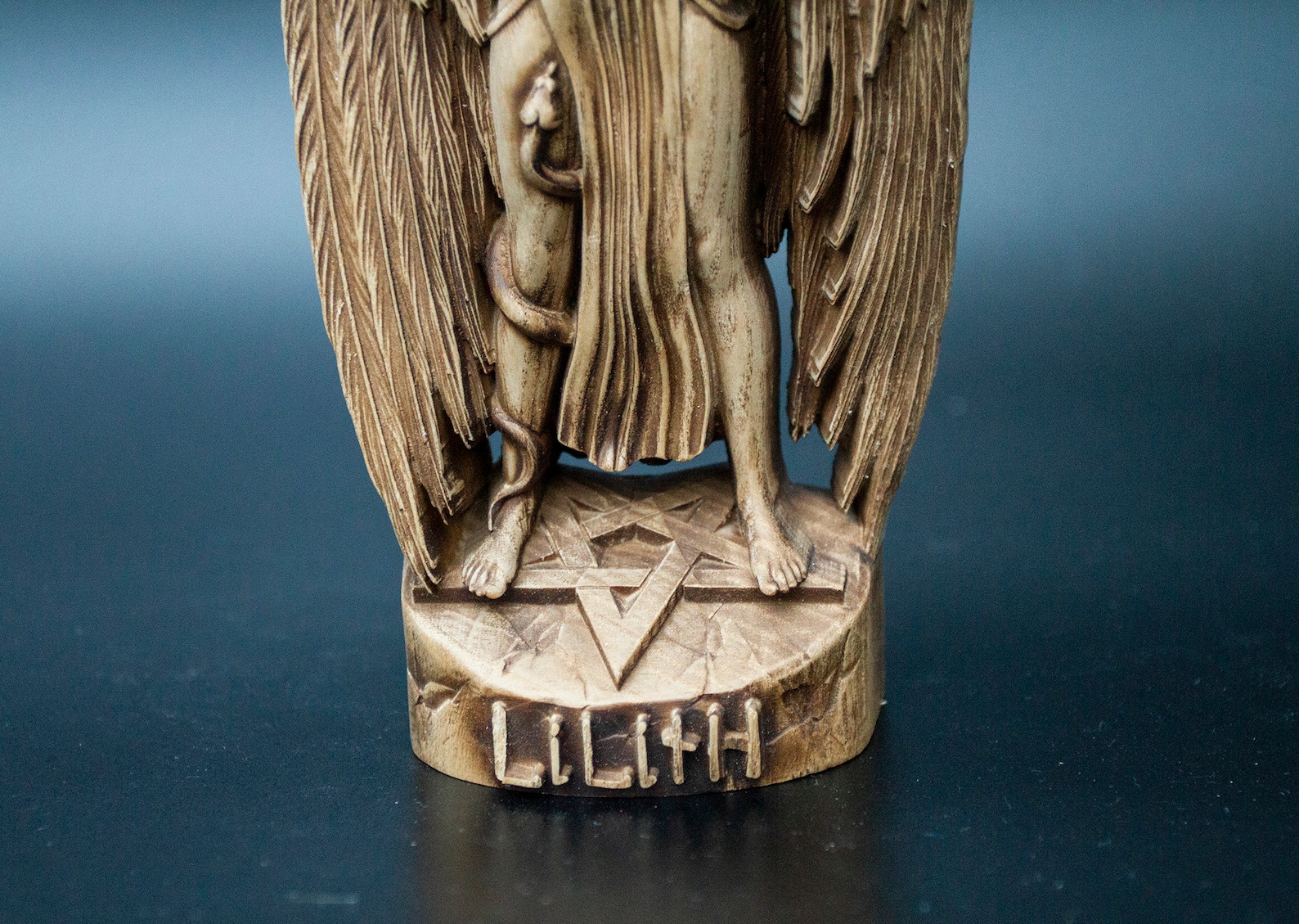 Lilith Demoness Figurine Jewish Demonology Statue Wooden Sculpture ...