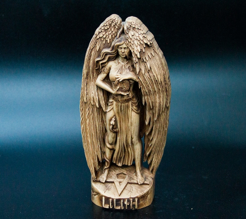 Lilith Demoness Figurine Jewish Demonology Statue Wooden Sculpture ...
