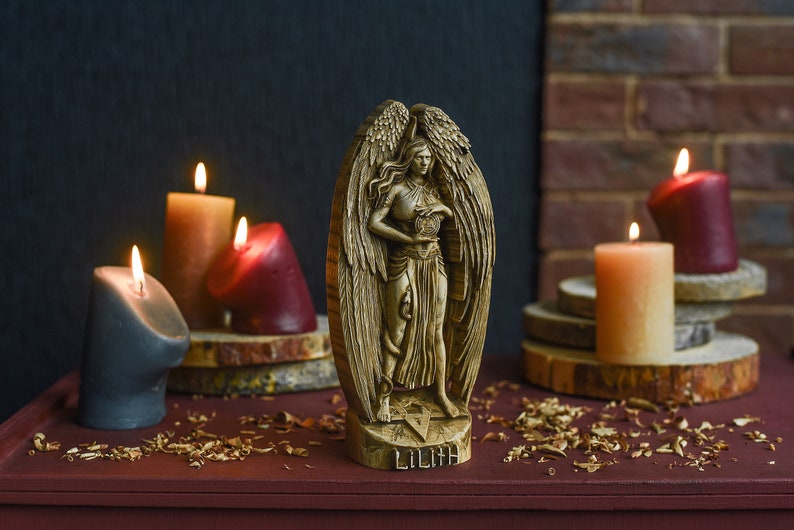 Lilith Demoness Figurine Jewish Demonology Statue Wooden - Etsy