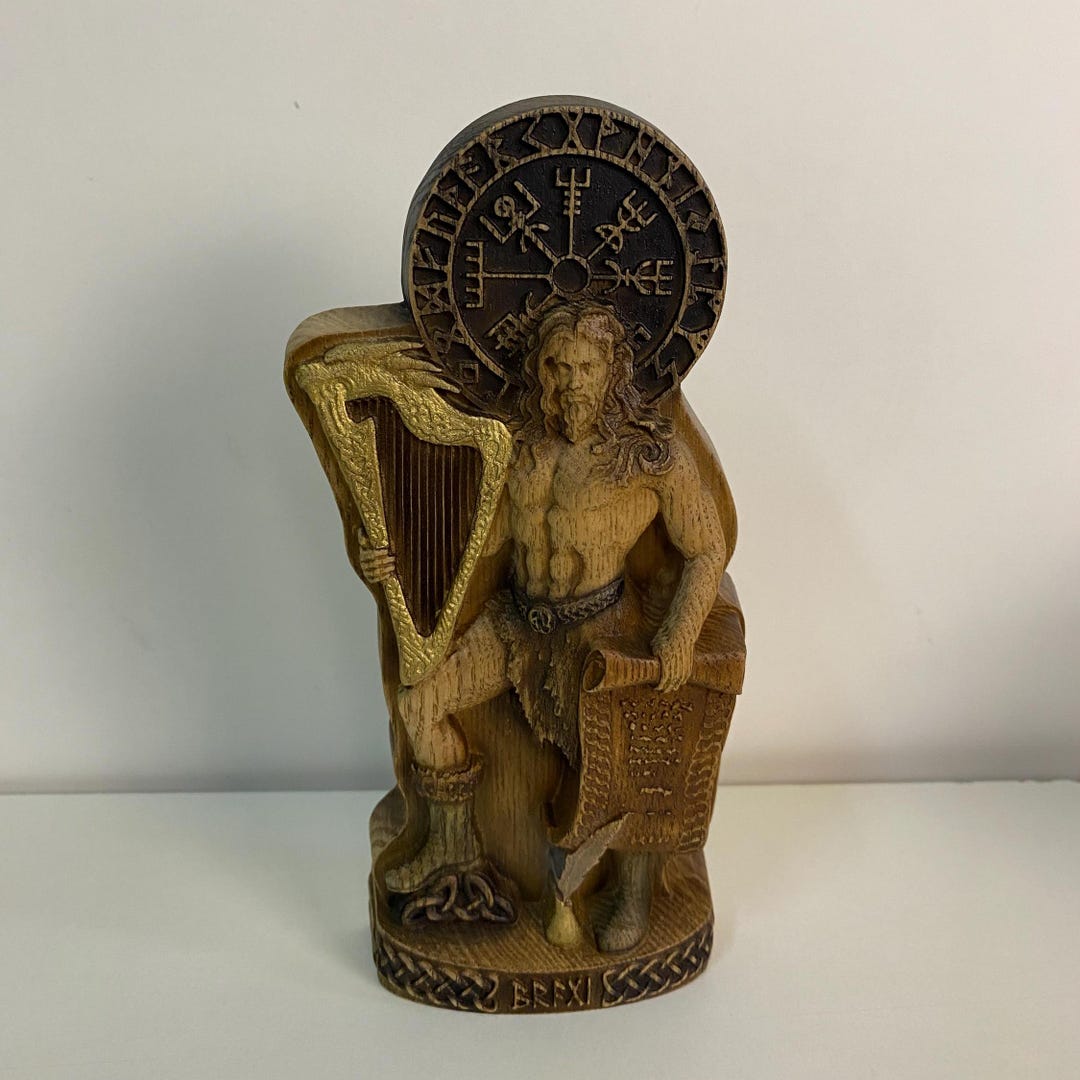 Bragi Statue Bragi Gods Scandinavian Gods Viking Gods Ancient Paganism Carving Sculpture Pagan ...