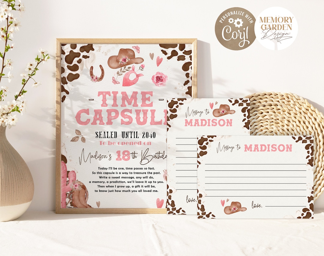 1st Rodeo Time Capsule & Note Card I First Birthday Cowgirl Party ...