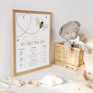 EDITABLE Honey Bee First Birthday Minimalistic Poster I Printable ...