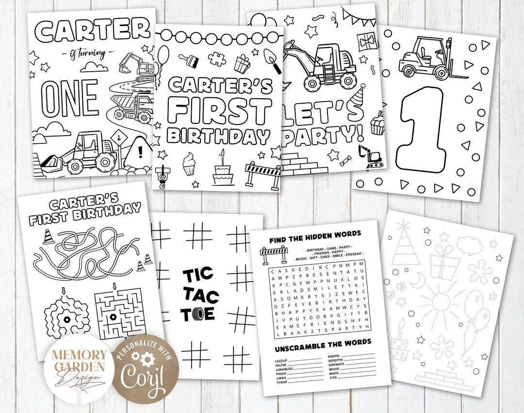 Construction Vehicles Birthday Coloring Games Pages I Dump Trucks Excavator Digger Cars Building ...