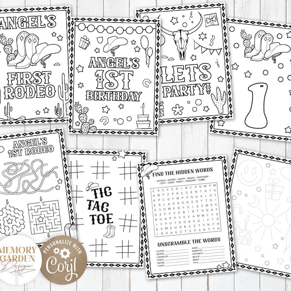 Rodeo Party Coloring Packs Crayons, Customizable Rodeo Birthday ...
