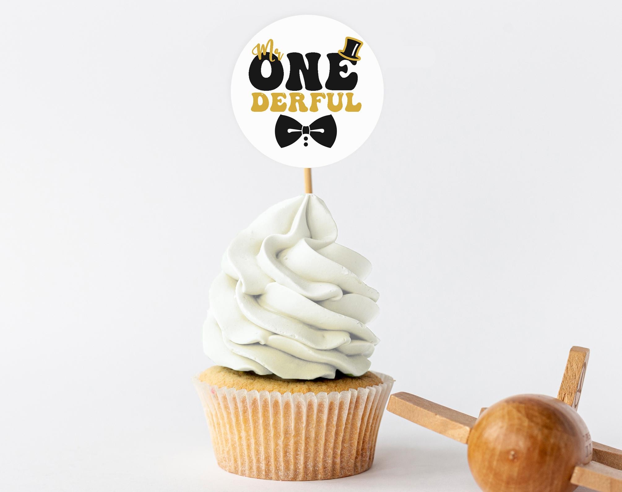 EDITABLE Mr Onederful Boy First Birthday Cupcake Toppers Template I ...