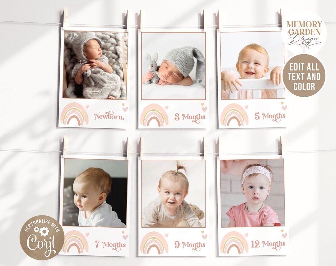 Boho Rainbow Editable First Birthday Photo Banner I Onederful Retro ...