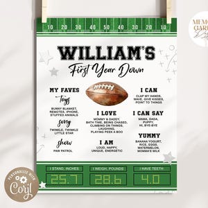 EDITABLE First Year Down Birthday Chalkboard Poster I Football One ...