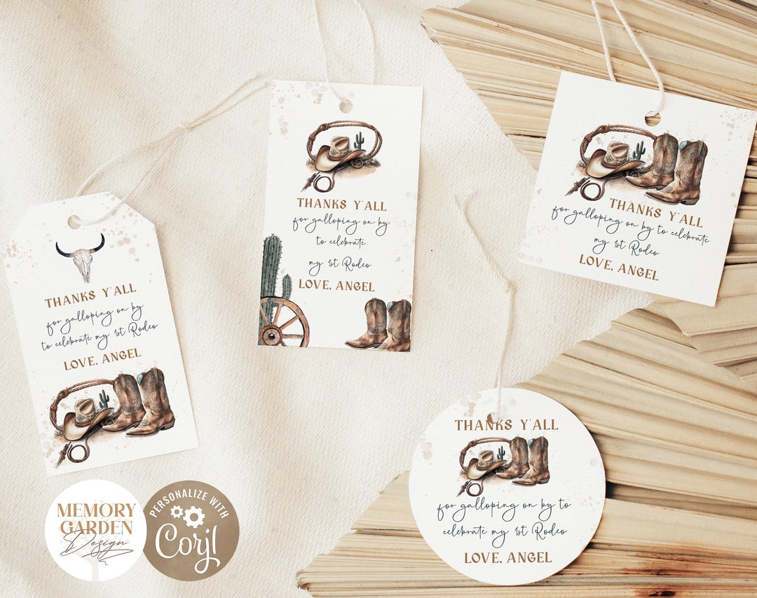 1st Rodeo Favor Tags Template I First Birthday Cowboy Cowgirl Party ...