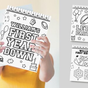 EDITABLE First Year Down Birthday Coloring Games Pages I Football One ...