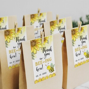 First Bee Day Favor Tags Template I Editable Honey Bee Birthday Thank ...