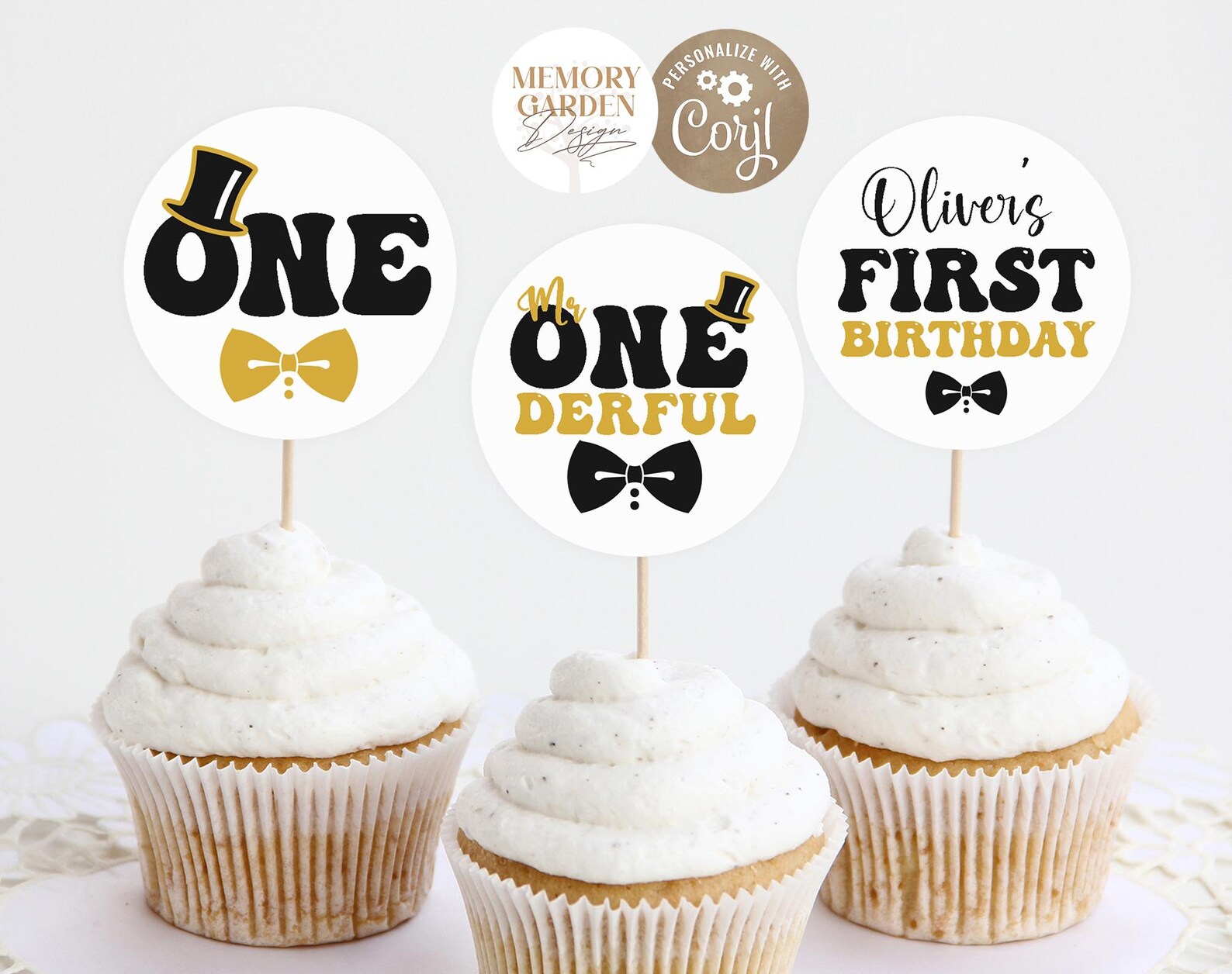 EDITABLE Mr Onederful Boy First Birthday Cupcake Toppers Template I ...