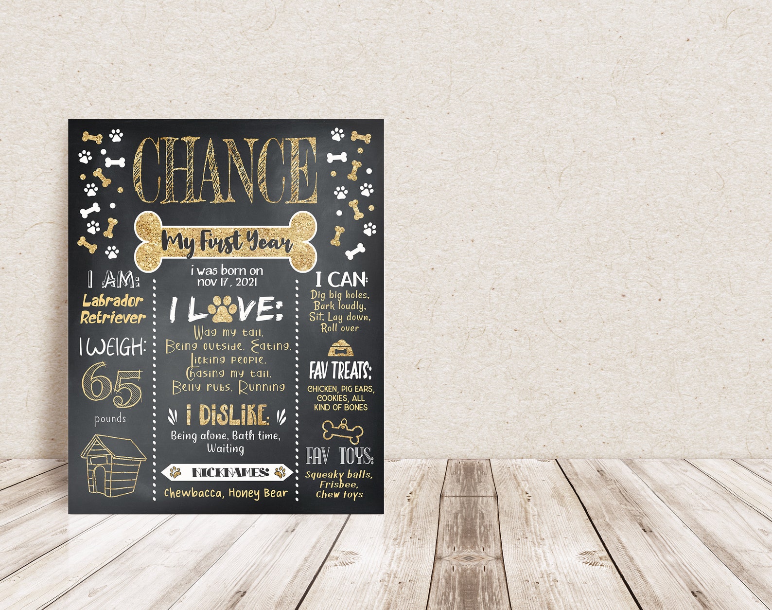 EDITABLE Puppy Dog Birthday Chalkboard Poster. Dog Printable - Etsy