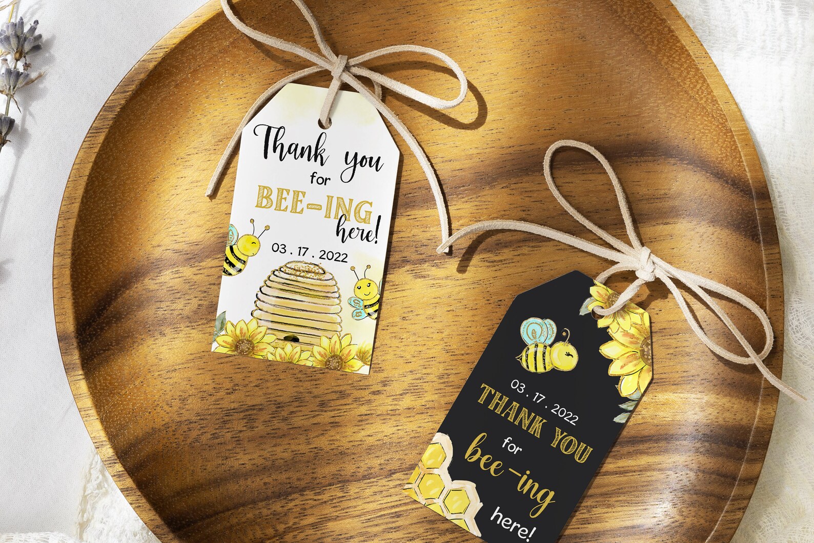 First Bee Day Favor Tags Template I Editable Honey Bee Birthday Thank ...