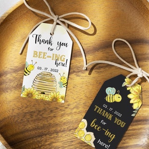 First Bee Day Favor Tags Template I Editable Honey Bee Birthday Thank ...