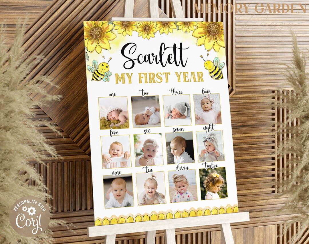 First Bee Day Photo Board I Editable Honey Bee Photo Collage I First ...