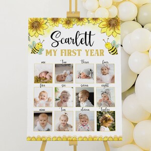 First Bee Day Photo Board I Editable Honey Bee Photo Collage I First ...