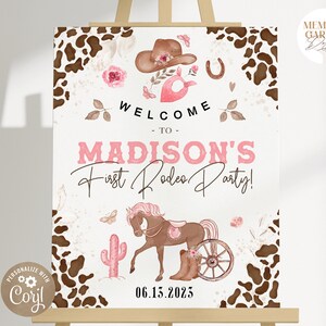 1st Rodeo Girl Welcome Sign I First Birthday Cowgirl Party Template I ...