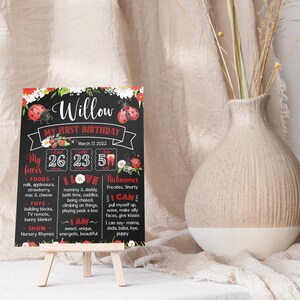 EDITABLE Ladybug First Birthday Chalkboard Poster. Printable Little ...