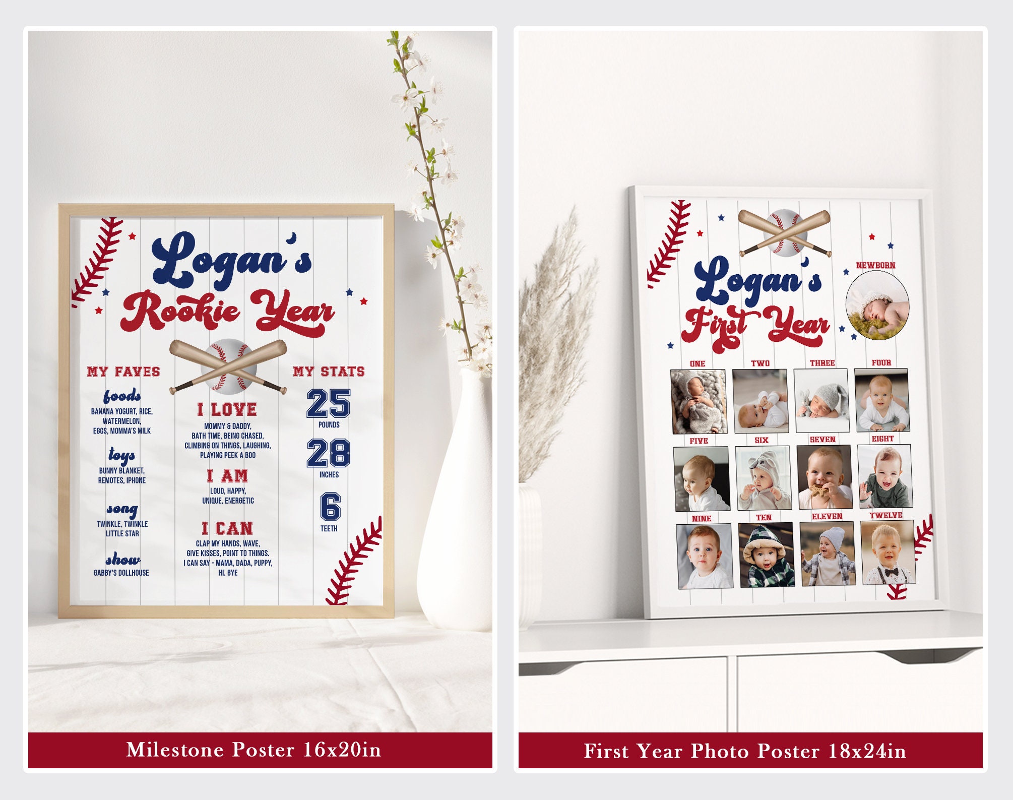 EDITABLE Rookie of the Year First Birthday Party BUNDLE I Baseball Boy ...