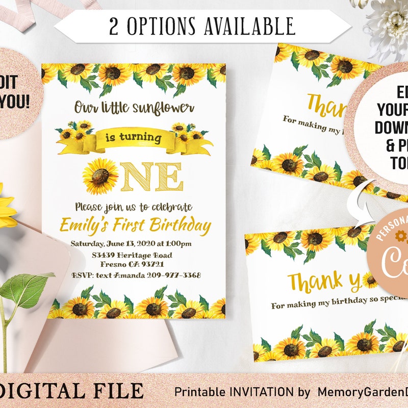 Sunflower Invitation - Etsy