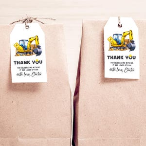 EDITABLE Construction Vehicles Birthday Favor Tag I Dump Truck ...