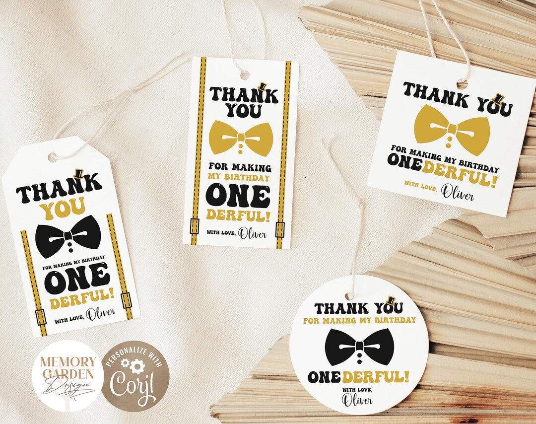 EDITABLE Mr Onederful Boy First Birthday Favor Tags Template I Little ...