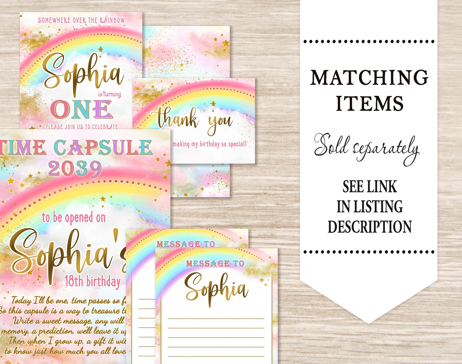 EDITABLE Gold Rainbow First Birthday Poster. Rainbow Printable - Etsy