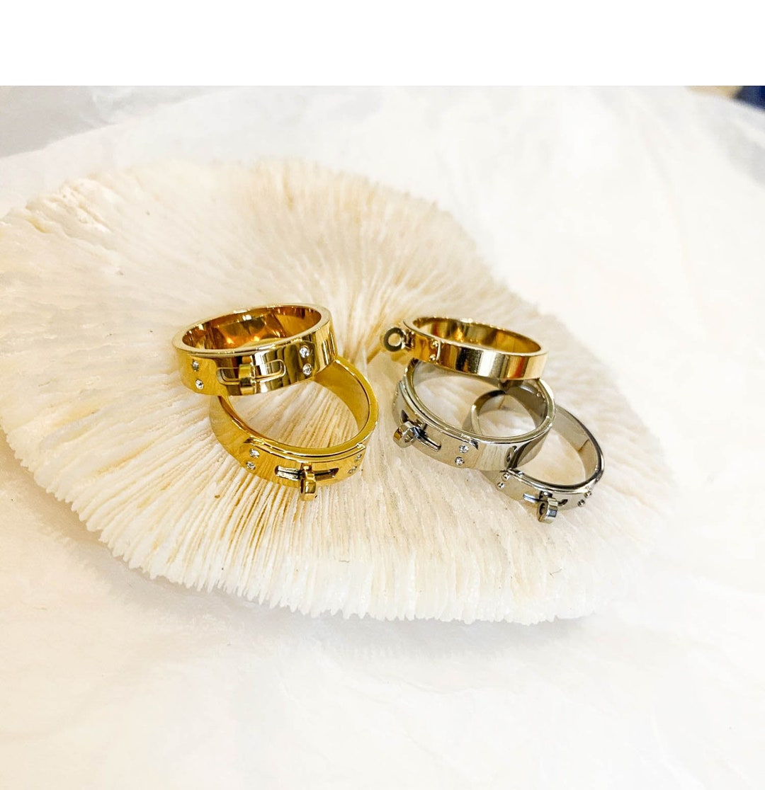Minimalist Gold / Silver Plated Lock Ring Stack Ring Gold - Etsy