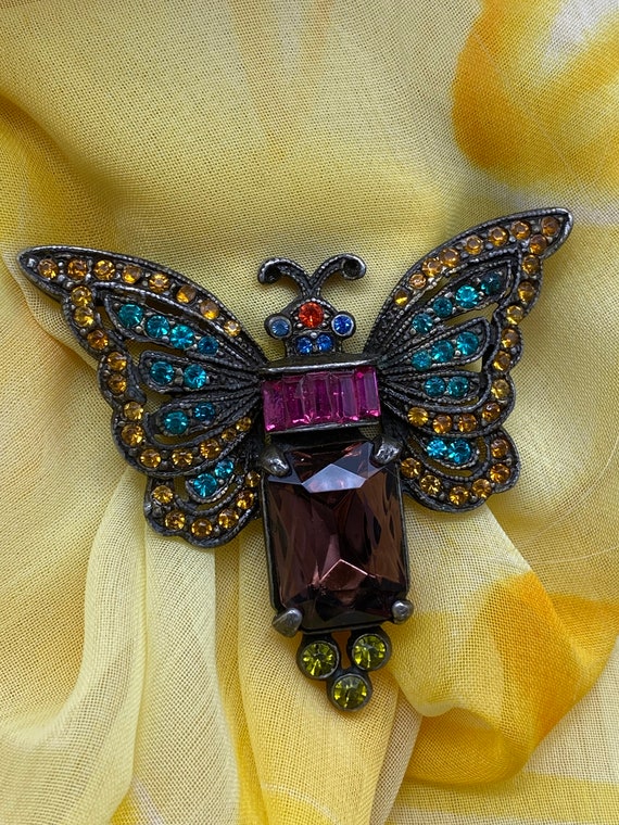 Vintage Banana Bob Colorful Butterfly Brooch - Gem
