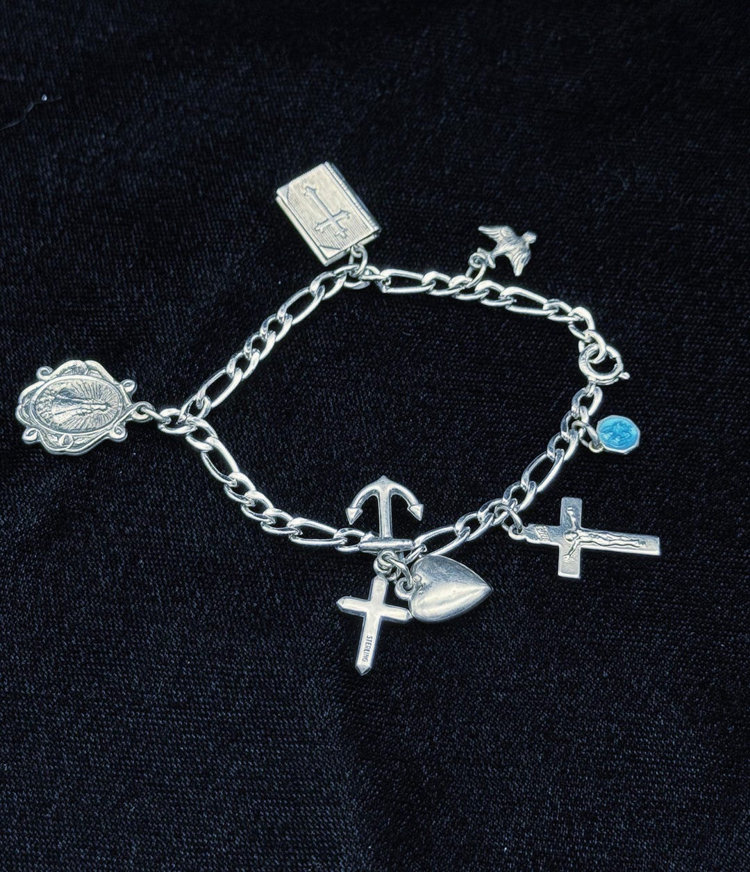 Vintage Italy Sterling Silver Religious Charm Bracelet - Etsy