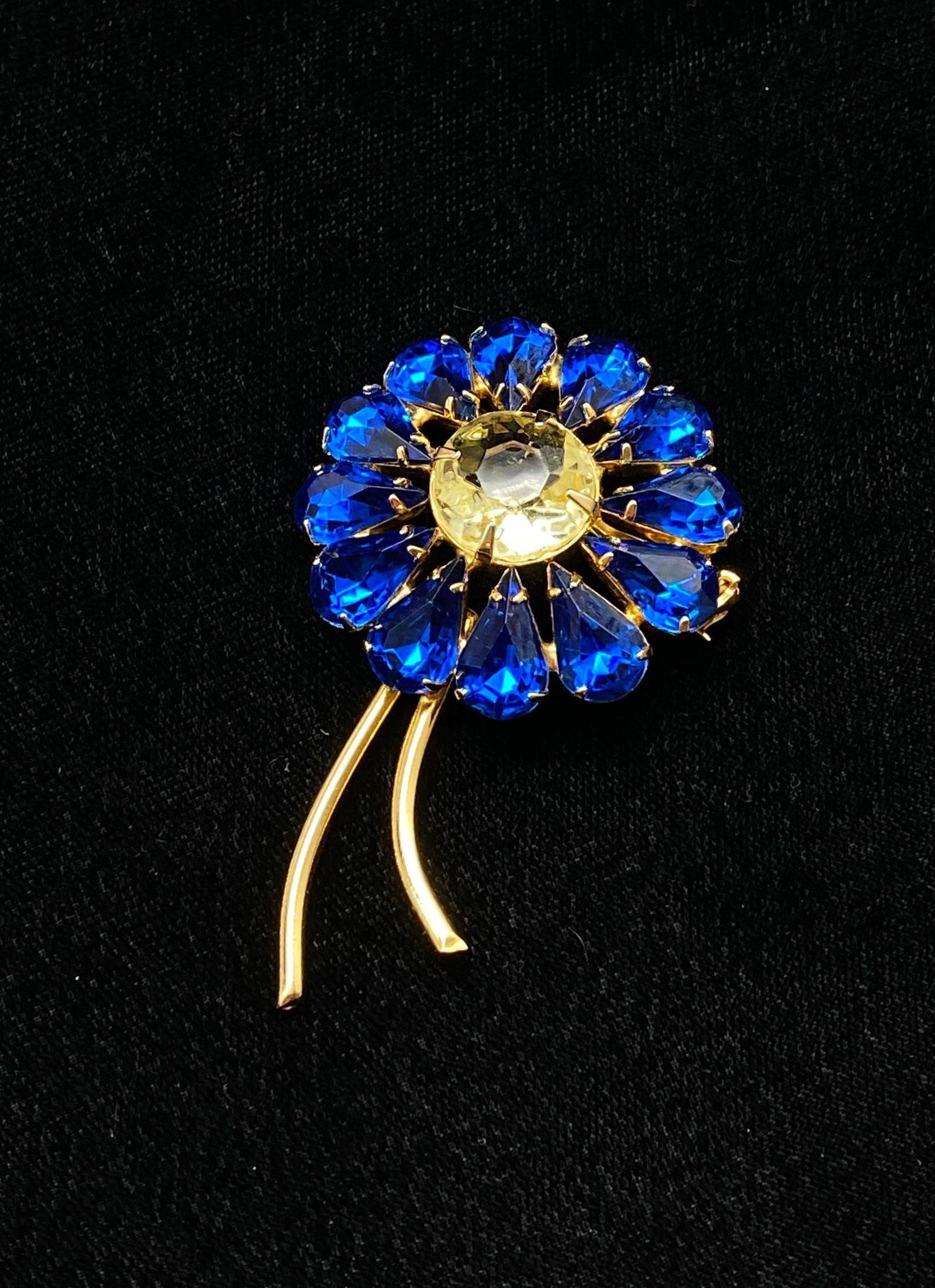 Stunning Blue Flower Brooch - Etsy