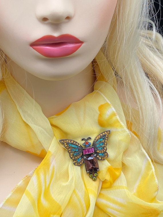 Vintage Banana Bob Colorful Butterfly Brooch - Gem