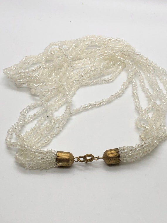 Vintage white glass bead - Gem