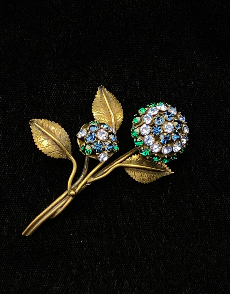 Vintage Sandor Co Rhinestone Flower Brooch: 1950s Floral Pin - Etsy