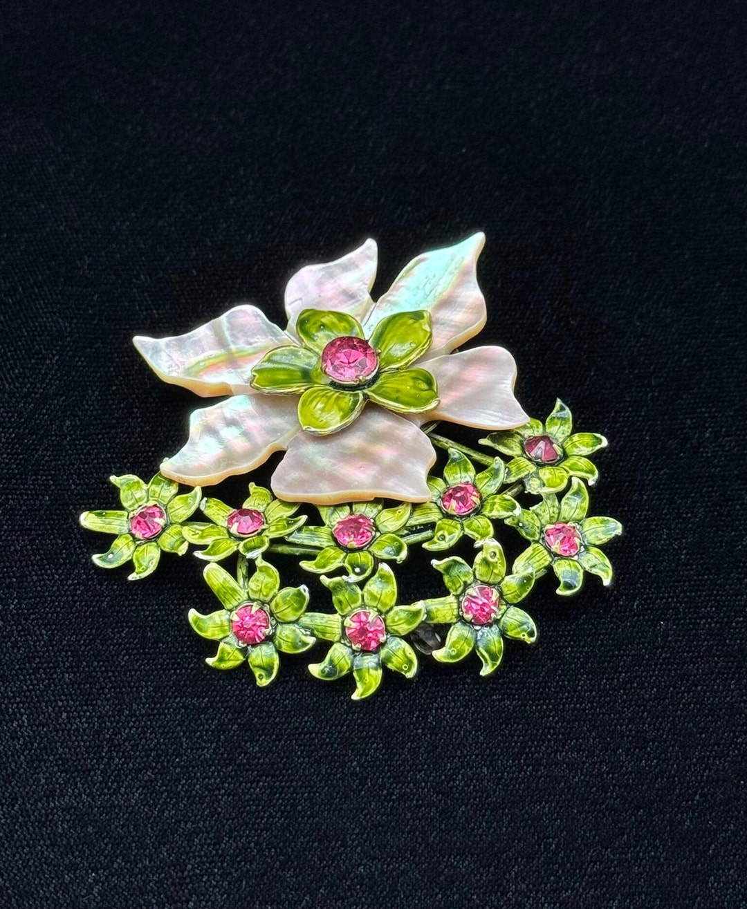 Rare Vintage 1940s Sandor Sterling Silver Enameled Mother of Pearl ...